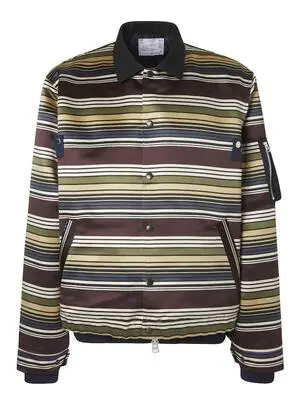 Sacai Striped Blouson Jacket Brown