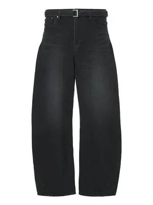 Sacai Belted Barrel-leg Jeans - Black