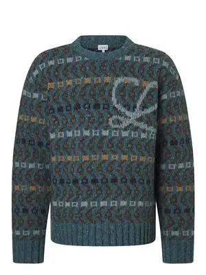 Loewe Logo Intarsia Wool-blend Sweater - Blue