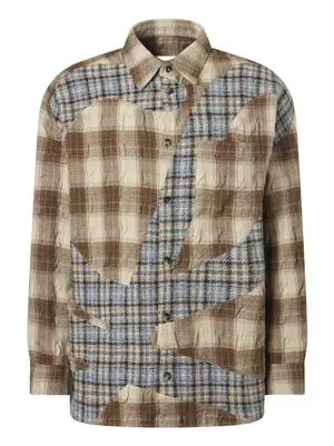 Loewe Logo Plaid Wool And Cotton Flannel Shirt - Brown