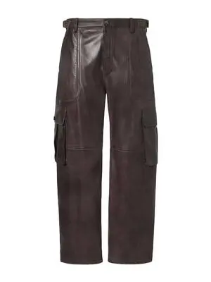 Loewe Leather Cargo Pants - Brown