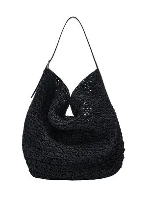 TOTEME Belted Raffia Tote - Black
