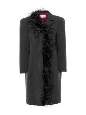 DES_PHEMMES Feathered Car Coat - Dark Grey