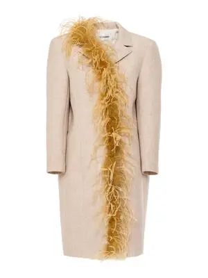 DES_PHEMMES Feathered Car Coat - Light Grey