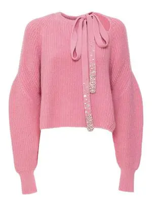 DES_PHEMMES Bow-detailed Sweater - Pink
