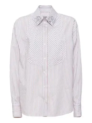 DES_PHEMMES Pleated Tux Shirt - Off-white