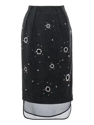 DES_PHEMMES Embellished Pencil Skirt - Dark Grey