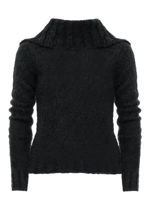 DES_PHEMMES Backless Wool-blend Sweater - Black