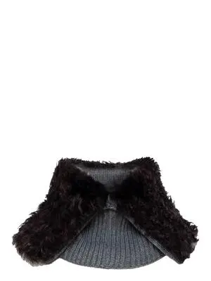 DES_PHEMMES Ribbed Mongolian Fur Collar Light Grey