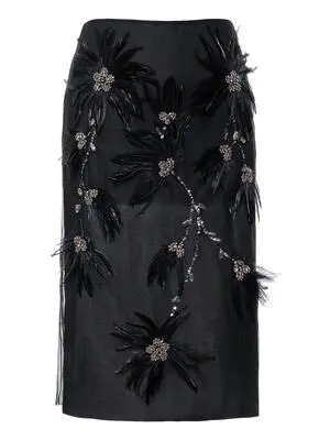 DES_PHEMMES Embellished Sheer Knee-length Skirt - Black