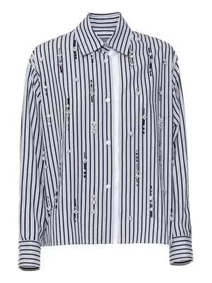 DES_PHEMMES Embellished Striped Cotton Shirt - Stripe