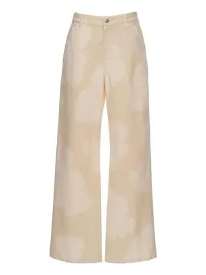 DES_PHEMMES Low-rise Wide-leg Stretch-cotton Drill Pants - Ivory