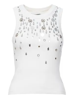 DES_PHEMMES Embellished Stretch-Cotton Tank Top