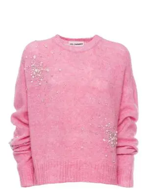 DES_PHEMMES Embellished Mohair Sweater - Pink