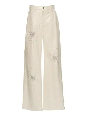 DES_PHEMMES Croc-embossed Wide-leg Pants - White