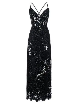 DES_PHEMMES Embellished Cocktail Midi Dress - Black