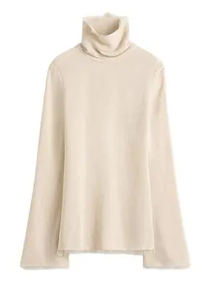 TOTEME Raw-hem Crepe Turtleneck Top - White