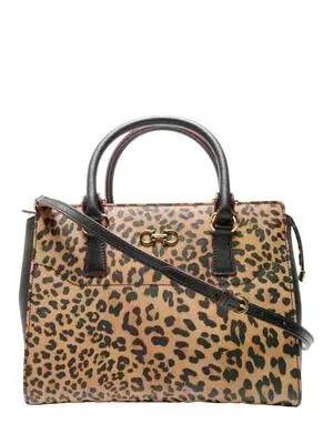 SALVATORE FERRAGAMO 2000s Gancini Leopard Shoulder Bag