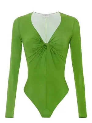 Elisabetta Franchi Draping Long-sleeve Bodysuit - Green
