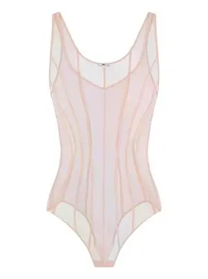 Elisabetta Franchi Tulle Micro-mesh Bodysuit - Neutrals