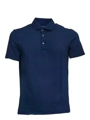 Fedeli Mother-of-pearl Button Polo Shirt - Blue