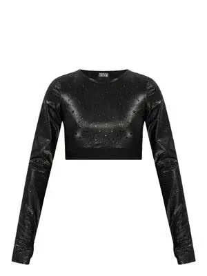 Versace Long-sleeved Crop Top - Black