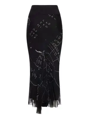 Rick Owens Printed Midi Skirt - Black