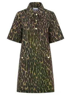 GANNI Leopard Button Dress