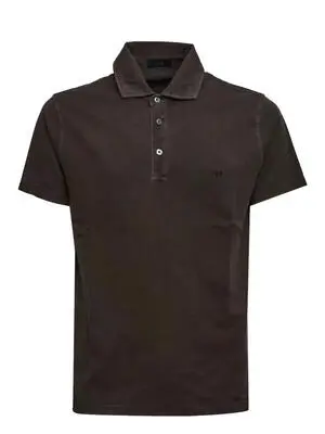 FAY Embroidered Detail Polo Shirt - Brown
