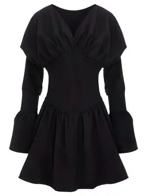 HAMZA Flared-sleeves Dress - Black