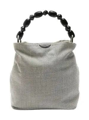 Dior 1990-2000s Houndstooth Beaded Tote Bag - White
