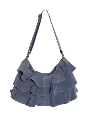 Free People Rae Ruffle Suede Shoulder Bag - Slate