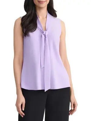 KASPER Sleeveless Tie Front Top - Lavender Mist