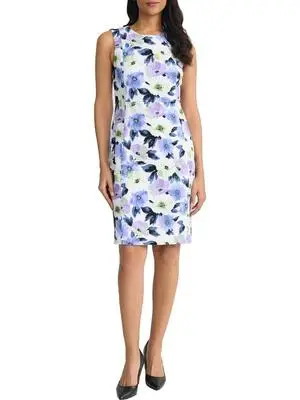 KASPER Floral Sheath Dress - Lily White Multi