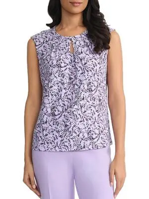 KASPER Floral Keyhole Sleeveless Top - Lavndr Mist Mlt