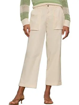 Sanctuary Relaxed Straight Leg Stretch Cotton Crop Pants Collagen White
