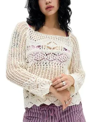 BDG URBAN OUTFITTERS Cohen Crochet Sweater - Cream