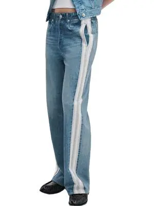 Rag & Bone Miramar Side Stripe Wide Leg Cotton Terry Sweatpants - Sport