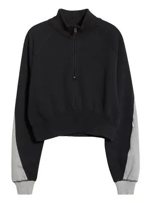Free People Half Zip Pullover - Black
