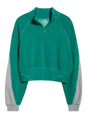 Free People Half Zip Pullover - Green Glow
