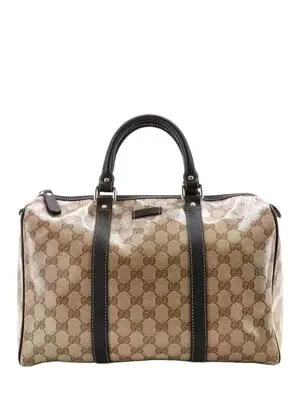 Gucci Joy Boston Bag Gg Coated Canvas Medium Satchel - Brown