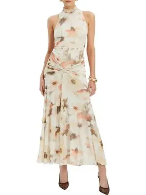 Bardot Floral Mesh Maxi Dress - Ivory Floral