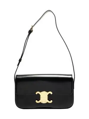 Celine 2021 Triomphe Leather Shoulder Bag - Black