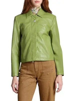 Avec Les Filles Faux Leather Boxy Jacket - Green