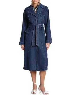 Avec Les Filles Denim Trench Coat - Solano Wash
