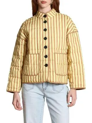 Avec Les Filles Stripe Boxy Quilted Cotton Blend Jacket - Butter-natural Strip