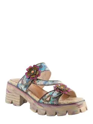 SPRING STEP SHOES Myrina Platform Slide Sandal - Plum Multi