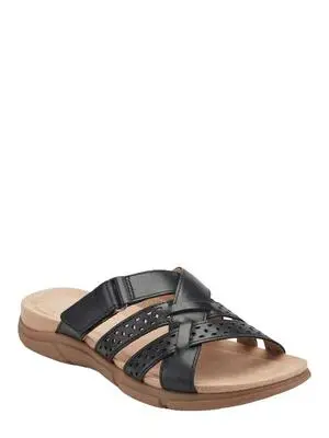 Easy Spirit Leather Slide Sandal - Black