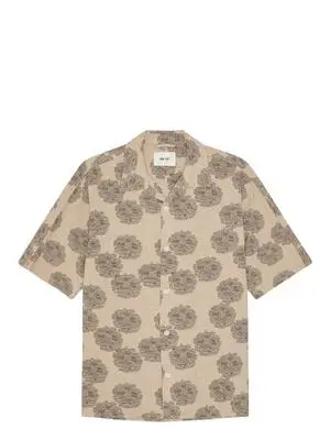 Nn07 Ole 5396 Floral Linen & Organic Cotton Camp Shirt - Oatmeal