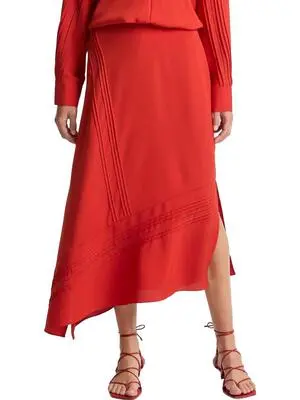 Vince Pintuck Asymmetric Maxi Slip Skirt - Poppy